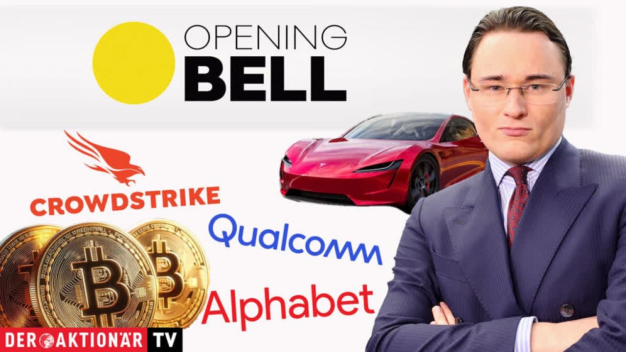 Opening Bell: Bitcoin, CrowdStrike, Qualcomm, Tesla, Alphabet, Hewlett ...